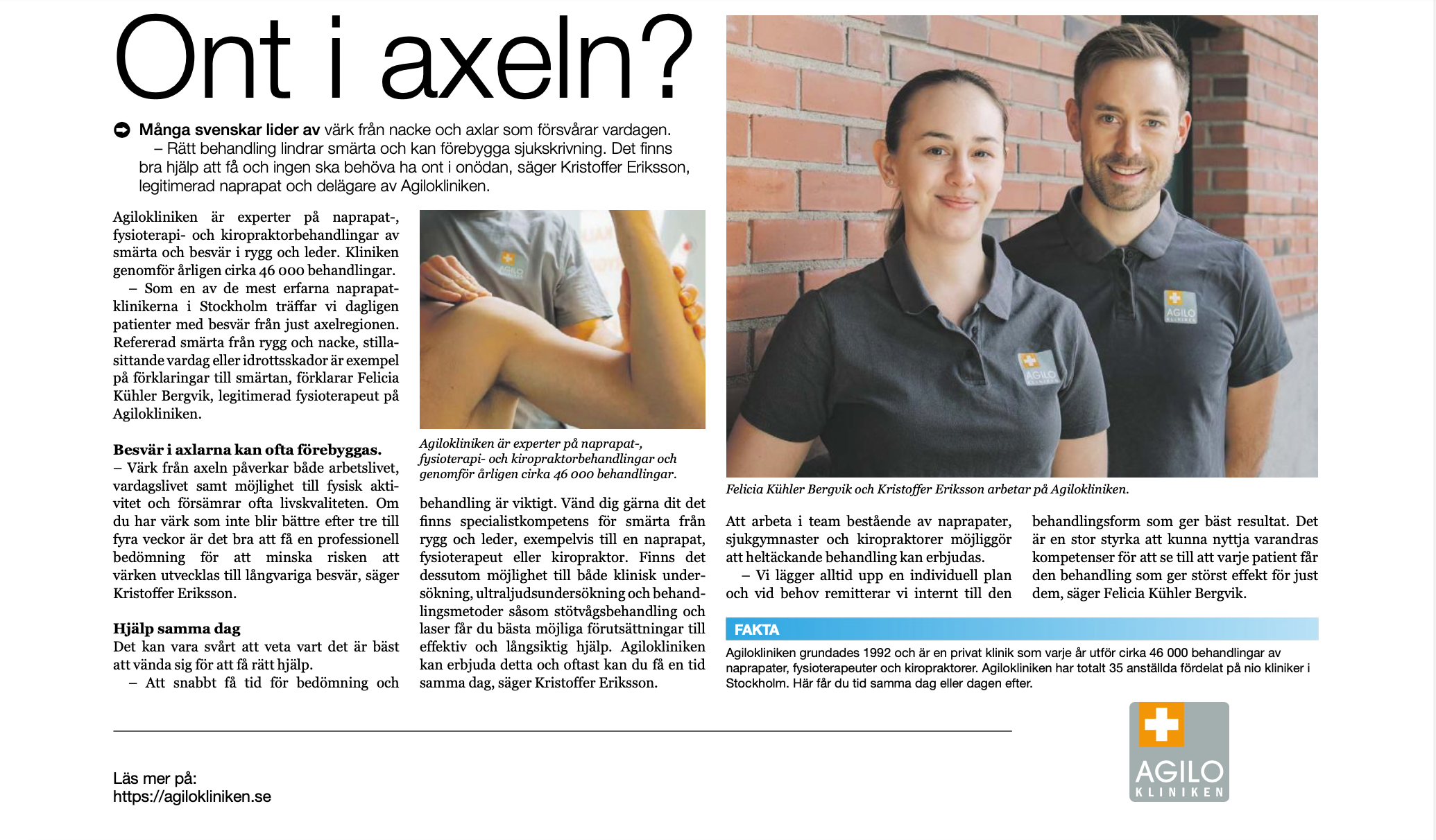 Ont i Axeln? – Behandling och Smärtlindring | Agilokliniken